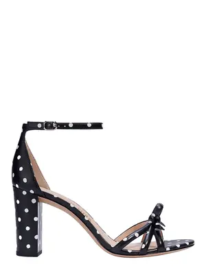 Kate Spade New York Flaco Bow Patent Leather Ankle-strap Sandals Black Fr