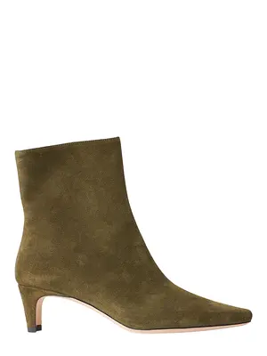 Staud Wally Leather Ankle Boots Avocado