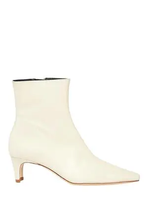 Staud Wally Leather Ankle Boots Cream