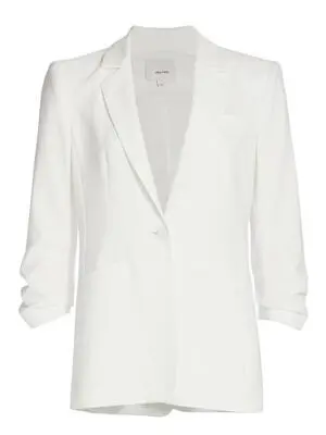 Cinq À Sept Khloe Crepe Ruched Blazer Ivory