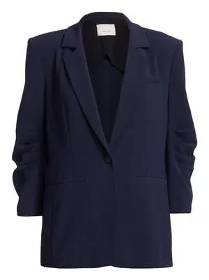 Cinq À Sept Khloe Crepe Ruched Blazer Navy