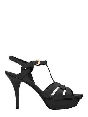 Saint Laurent Tribute 75mm Leather Platform Sandals - Nero