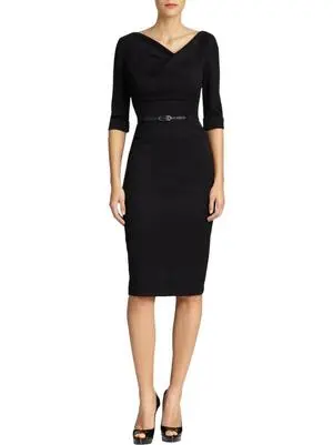 Black Halo Jackie O Three-quarter Sleeve Dress - Black