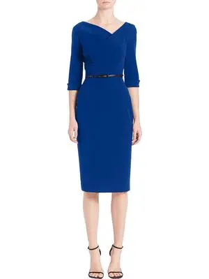 Black Halo Jackie O Three-quarter Sleeve Dress - Cobalt