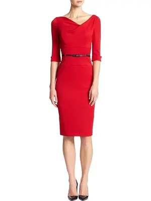 Black Halo Jackie O Three-quarter Sleeve Dress Red