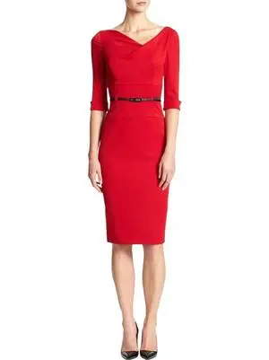 Black Halo Jackie O Three-quarter Sleeve Dress - Red