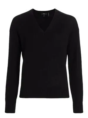 Theory Easy V-neck Cashmere Sweater - Black