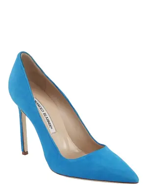 Manolo Blahnik Bb 105mm Suede Pumps Blue