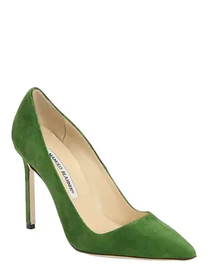 Manolo Blahnik Bb 105mm Suede Pumps Green