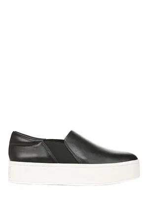 Vince Warren Leather Platform Slip-on Sneakers - Black