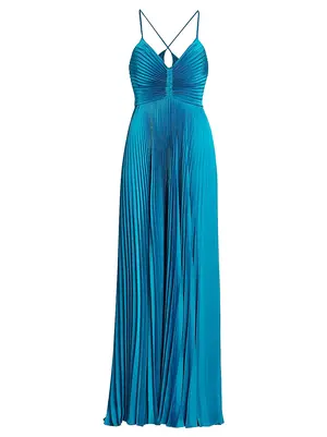 A.L.C. Women's Aries Pleated Gown - Riviera  Cerulean