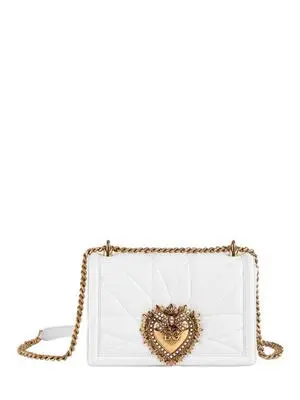 Dolce & Gabbana Devotion Quilted Leather Shoulder Bag - White