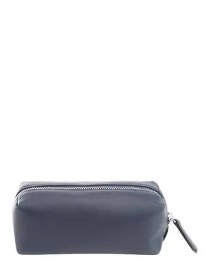 ROYCE NEW YORK Zipper Leather Utility Bag - Navy Blue