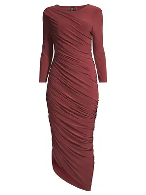 Norma Kamali Diana Ruched Bracelet-length Sleeve Gown Copper