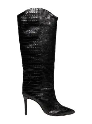 Schutz Maryana 90mm Croc-embossed Leather Stiletto Boots - Black