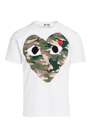 Play Comme Des Garcon Camo Heart Tee - White