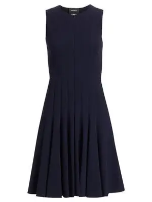 Akris Zipper-accented Wool Dress Navy
