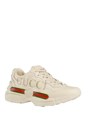 Gucci Rhyton Logo Leather Sneaker Ivory