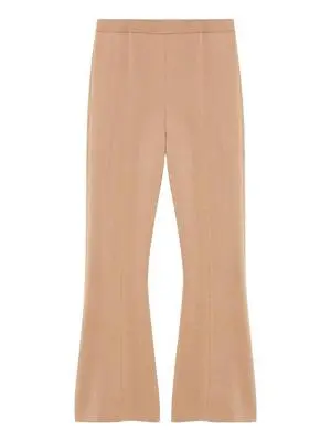 Theory Wool Knit Flared Leg Pants - Light Camel