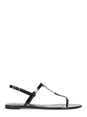 Saint Laurent Cassandra Patent Leather Slingback Thong Sandals - Nero