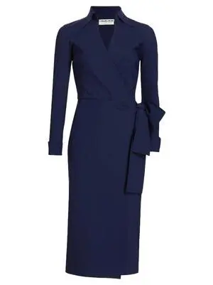 Chiara Boni La Petite Robe Kamala Matte Jersey Wrap Dress - Blue Notte