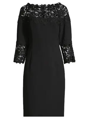 Shani Lace-trim Crepe Sheath Dress - Black