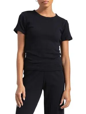 LESET Pointelle Crewneck T-shirt - Black