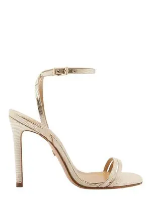 Schutz Altina Metallic Embossed Leather Sandals - Gold