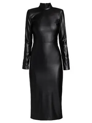 Alice + Olivia Delora Faux Leather Bodycon Midi Dress - Black