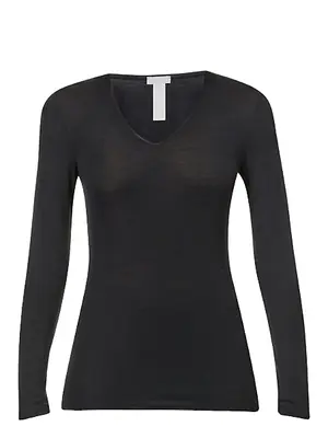 Hanro Woolen Long-sleeved Top - Black