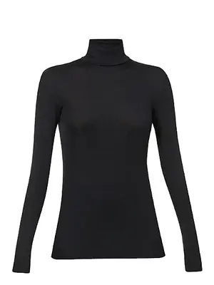 Hanro Woolen Turtleneck Wool-silk Blend Top - Black