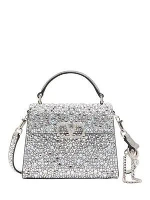 Valentino Garavani V Sling Mini Handbag With Sparkling Embroidery - Silver/crystal