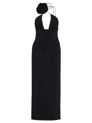 Magda Butrym Floral-appliquéd Woven Midi Dress - Black