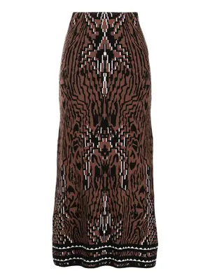 HAYLEY MENZIES Aztec Tiger Jacquard Midi Skirt - Brown