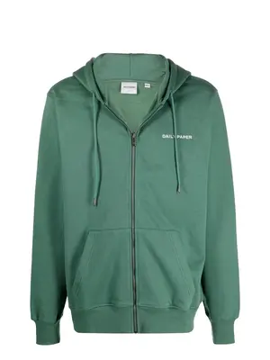 DAILY PAPER Logo Zipped Drawstring Hoodie - Green