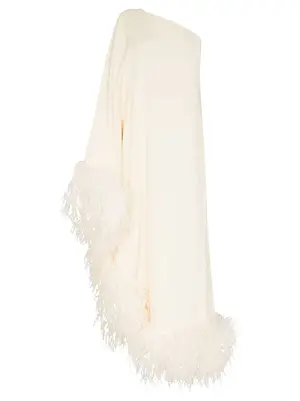 TALLER MARMO Ubud Feather-trim Gown - Neutrals