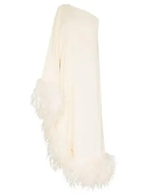 TALLER MARMO Ubud Feather-trim Gown - Neutrals