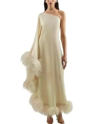 TALLER MARMO Ubud Feather-trim Gown - White