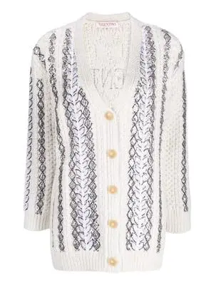 Valentino Garavani Sequin-embellished Knitted Cardigan - White