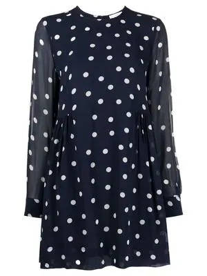 GANNI Polka-dot Mini Dress - Blue