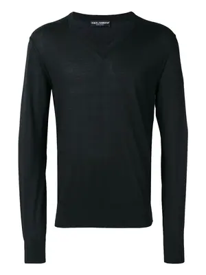 Dolce & Gabbana V-neck Knitted Jumper - Black