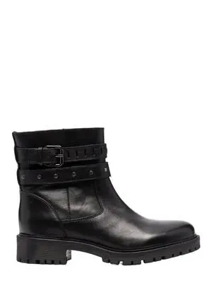GEOX Buckled Leather Ankle Boots