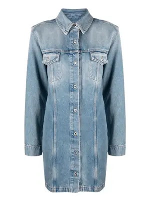 Off-White Long-sleeve Denim Shirtdress - Blue