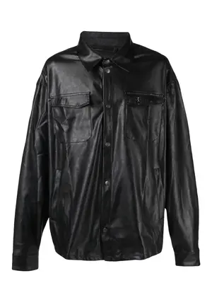 DAILY PAPER Long-sleeved Faux-leather Shirt - Black