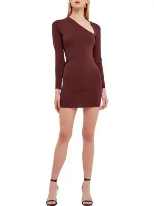 Endless Rose Cutout Long Sleeve Minidress - Brown