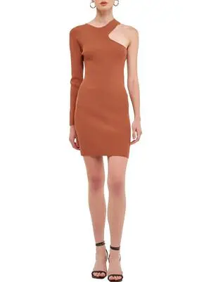 Endless Rose Cutout One Shoulder Minidress - Tan