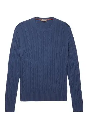 Loro Piana Cable-knit Baby Cashmere Sweater - Blue