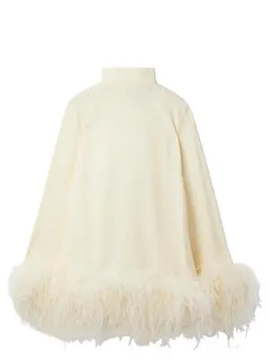 TALLER MARMO Taller Marmo + Net Sustain Gina Feather-Trimmed Mini Dress Neutrals