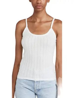 LESET Pointelle Classic Tank Top - White