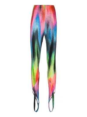 Attico Jamie Abstract-print Leggings - Blue